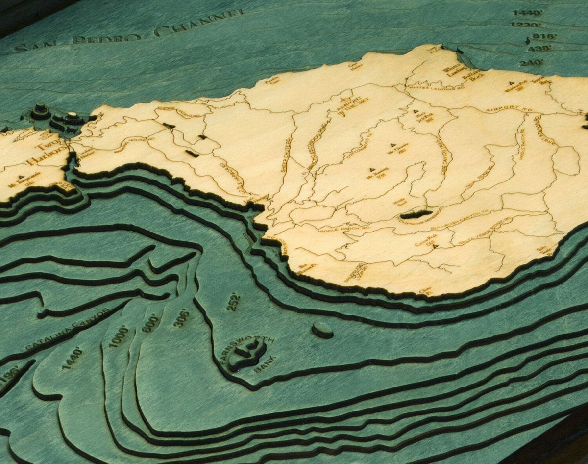 Bathymetric Map Catalina Island, California - Scrimshaw Gallery
