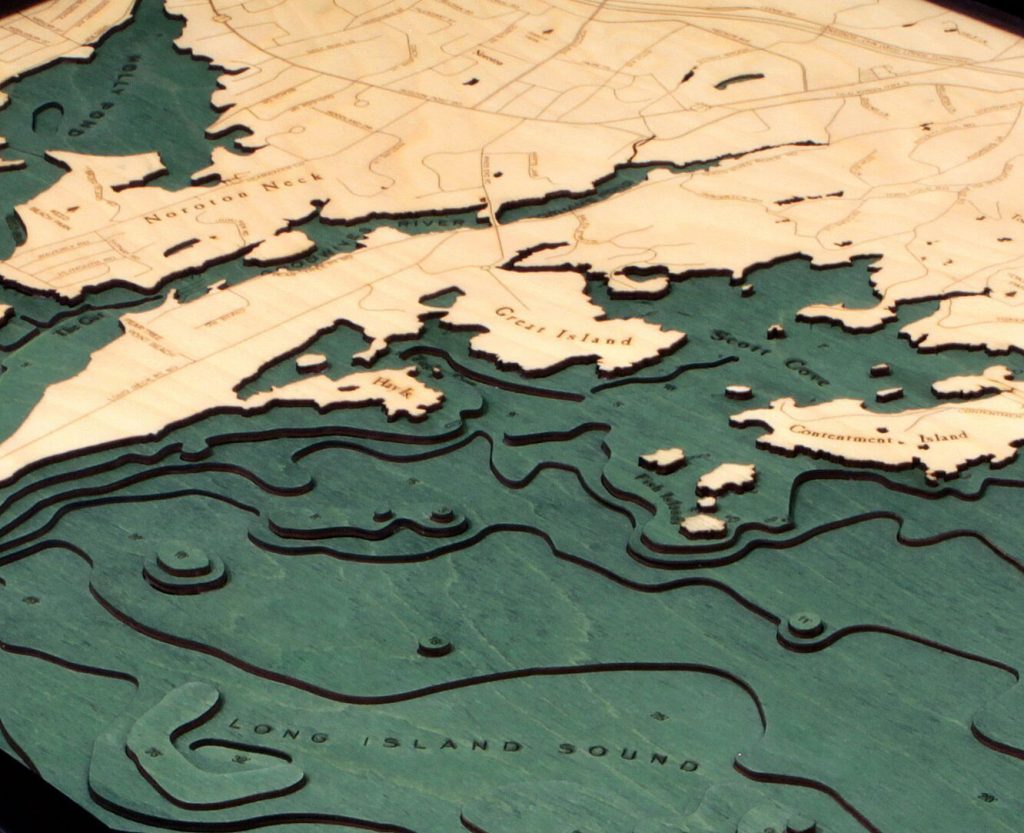 Bathymetric Map Darian, Connecticut - Scrimshaw Gallery