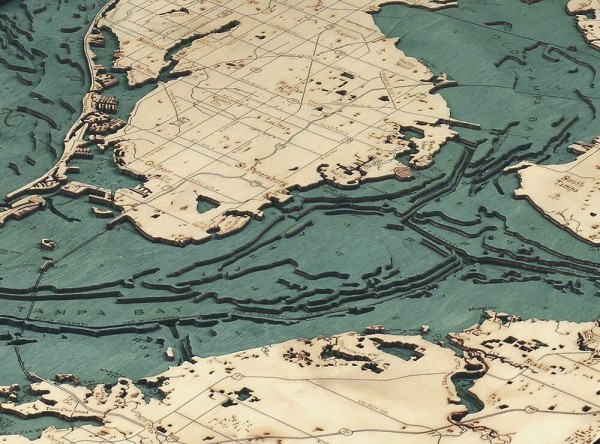 Bathymetric Map Tampa Bay, Florida - Scrimshaw Gallery