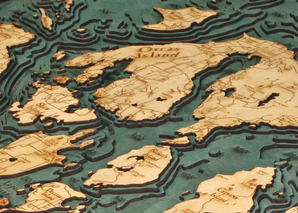 Bathymetric Map San Juan Islands, Washington - Scrimshaw Gallery