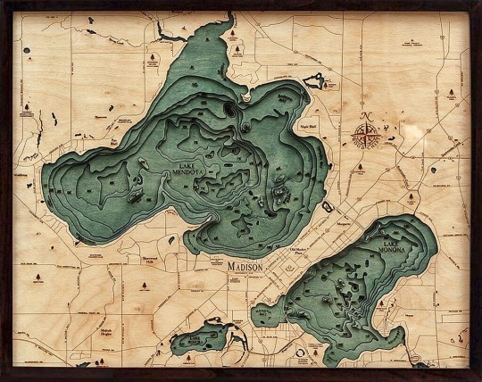 Bathymetric Map Lake Mendota, Wisconsin - Scrimshaw Gallery
