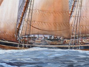 Paul Deacon Original Oil Painting - Baltimore Clipper - Scrimshaw Gallery