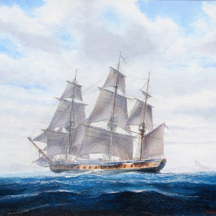 Paul Deacon Original Oil Painting - Hermione 1779 - Scrimshaw Gallery