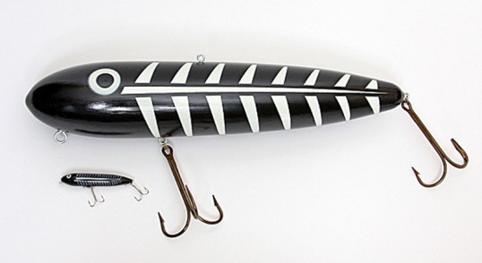 Giant Wooden Lure - Z-Spook Skeleton Sculpture - Scrimshaw Gallery