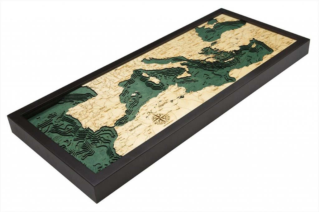 Bathymetric Map Mediterranean Sea - Scrimshaw Gallery