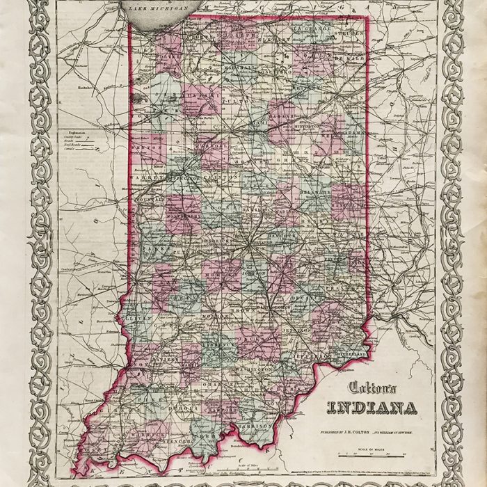 Antique Map - Indiana State Map (1855) - Scrimshaw Gallery