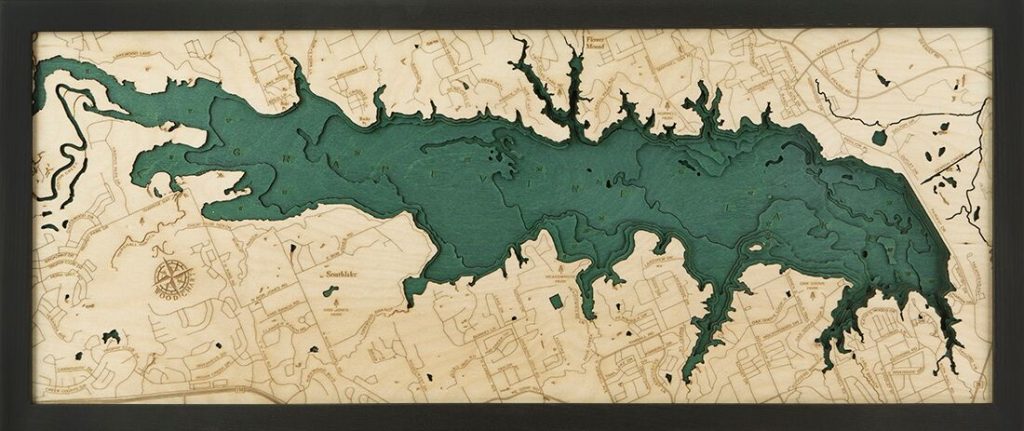 Bathymetric Map Grapevine Lake, Texas - Scrimshaw Gallery
