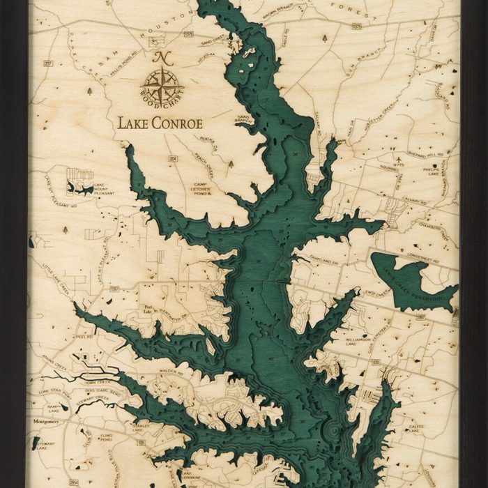 Bathymetric Map Lake Conroe, Texas - Scrimshaw Gallery