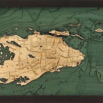 Bathymetric Map Nassau, Bahamas - Scrimshaw Gallery