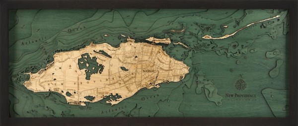 Bathymetric Map Nassau, Bahamas - Scrimshaw Gallery