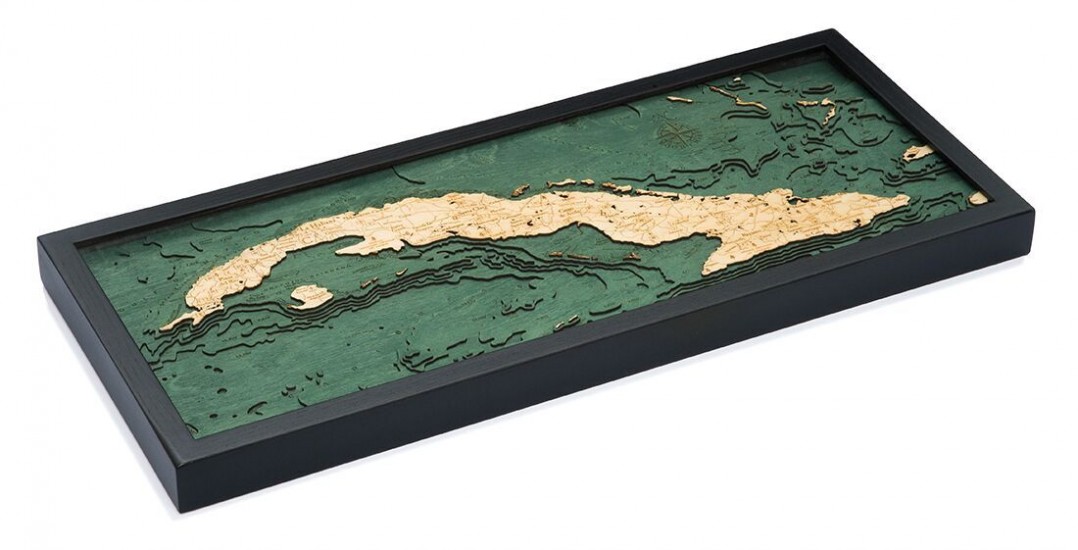 Bathymetric Map Cuba - Scrimshaw Gallery