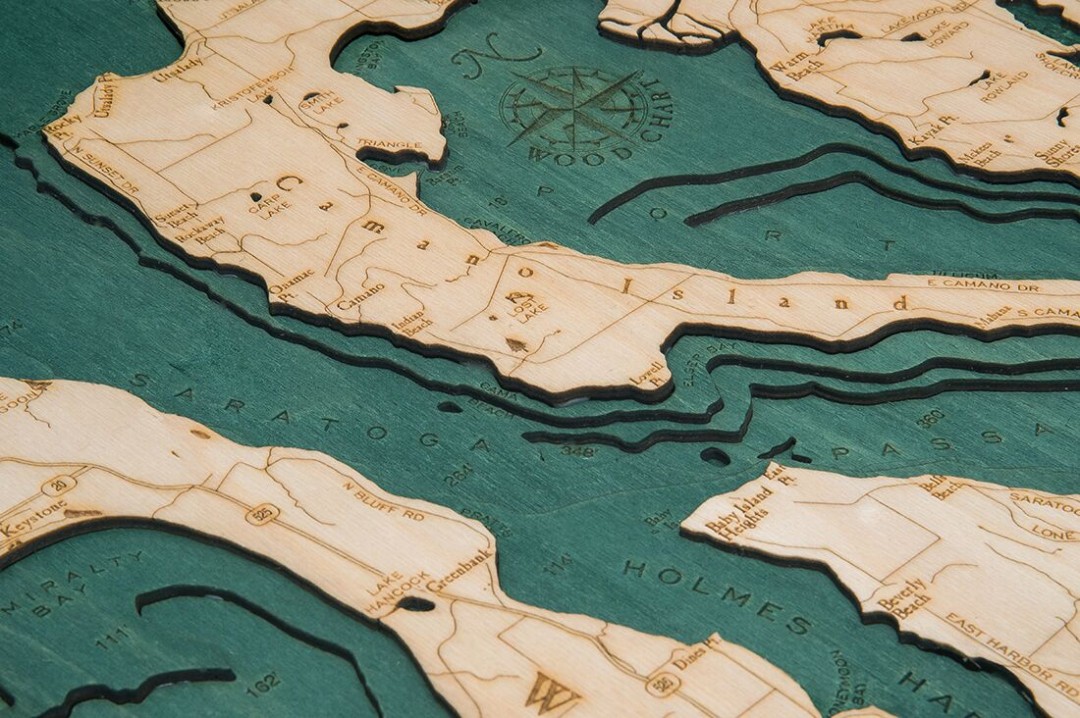 Bathymetric Map Whidbey Islands, Washington - Scrimshaw Gallery