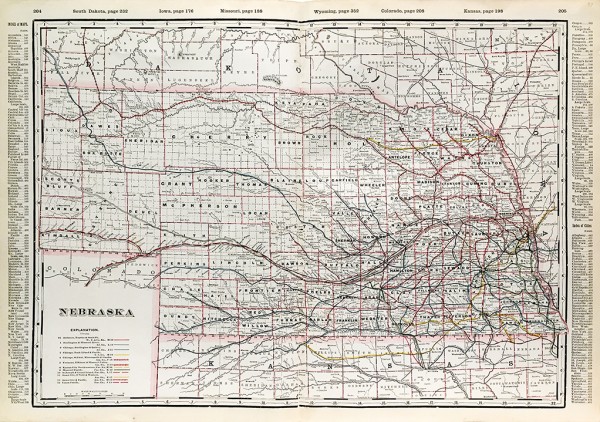 Nebraska State Railroad Map (1897) - Scrimshaw Gallery