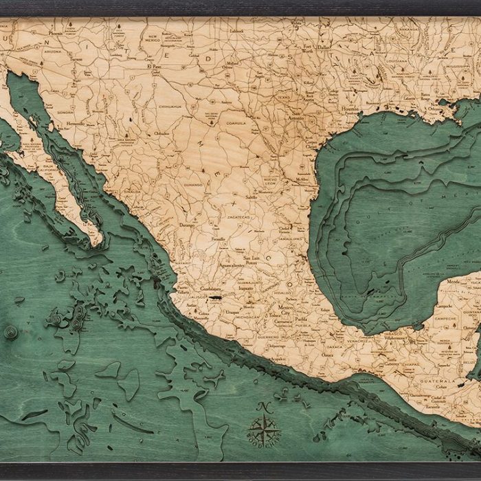 Bathymetric Map Mexico - Scrimshaw Gallery