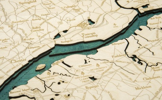 Bathymetric Map Philadelphia, Pennsylvania - Scrimshaw Gallery