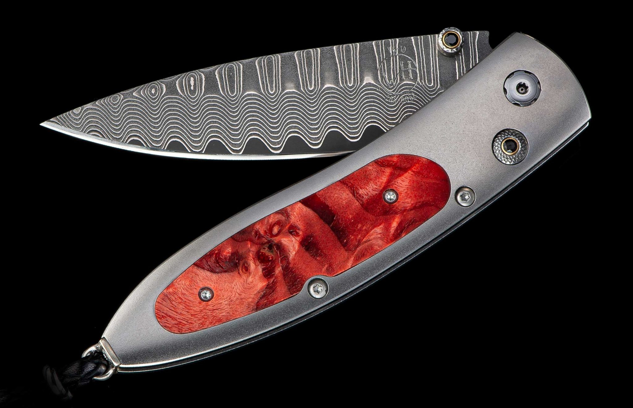 William Henry Limited Edition B05 Red Burl Knife - Scrimshaw Gallery