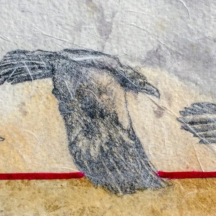 Beki Original Watercolor - Raven with Twig Original - Scrimshaw Gallery