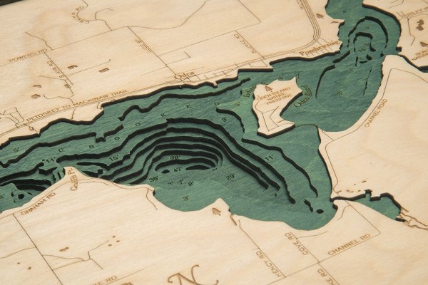 Bathymetric Map Crooked Lake, Michigan - Scrimshaw Gallery