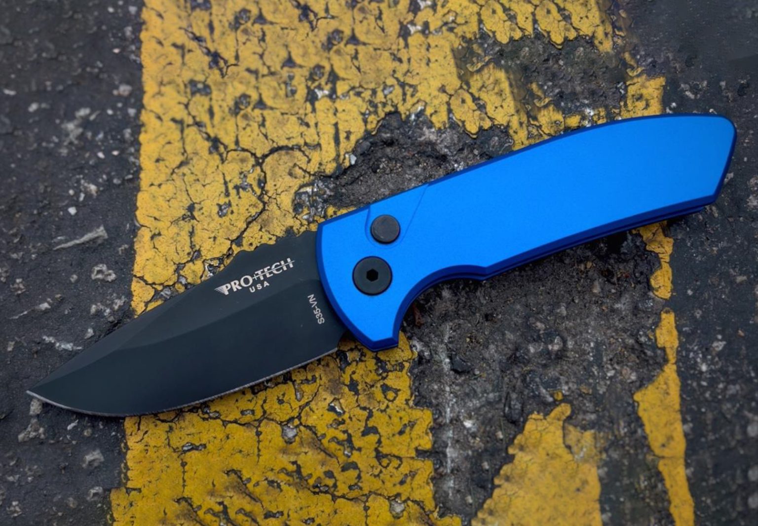 ProTech Automatic Knife - LG403 Blue Les George Short Bladed Rockeye